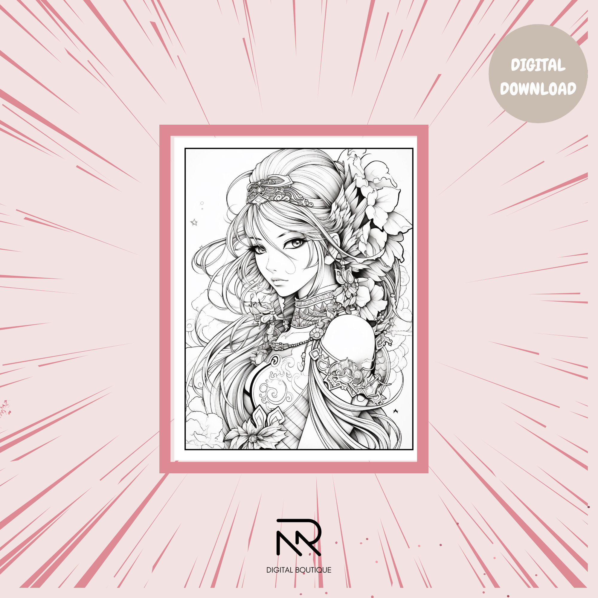 Anime Digital Coloring Pages Printable Coloring Pages Instant Download ...