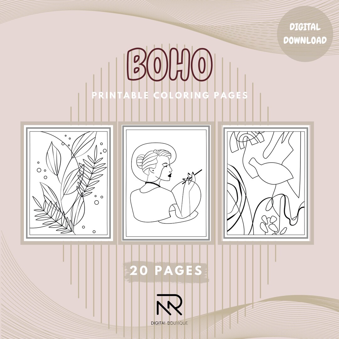 Boho Digital Coloring Pages | Printable Coloring Pages | Instant ...