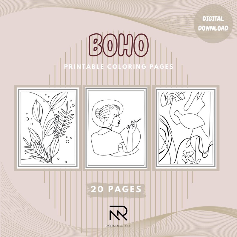Boho Digital Coloring Pages | Printable Coloring Pages | Instant ...