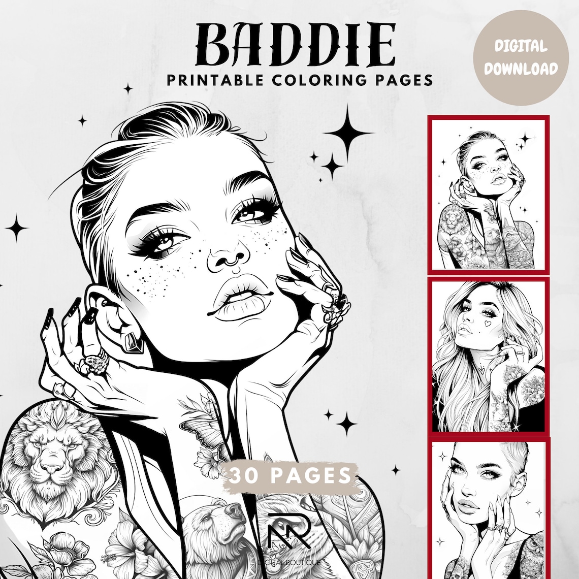 Baddie Digital Coloring Pages | Printable Coloring Pages | Instant ...