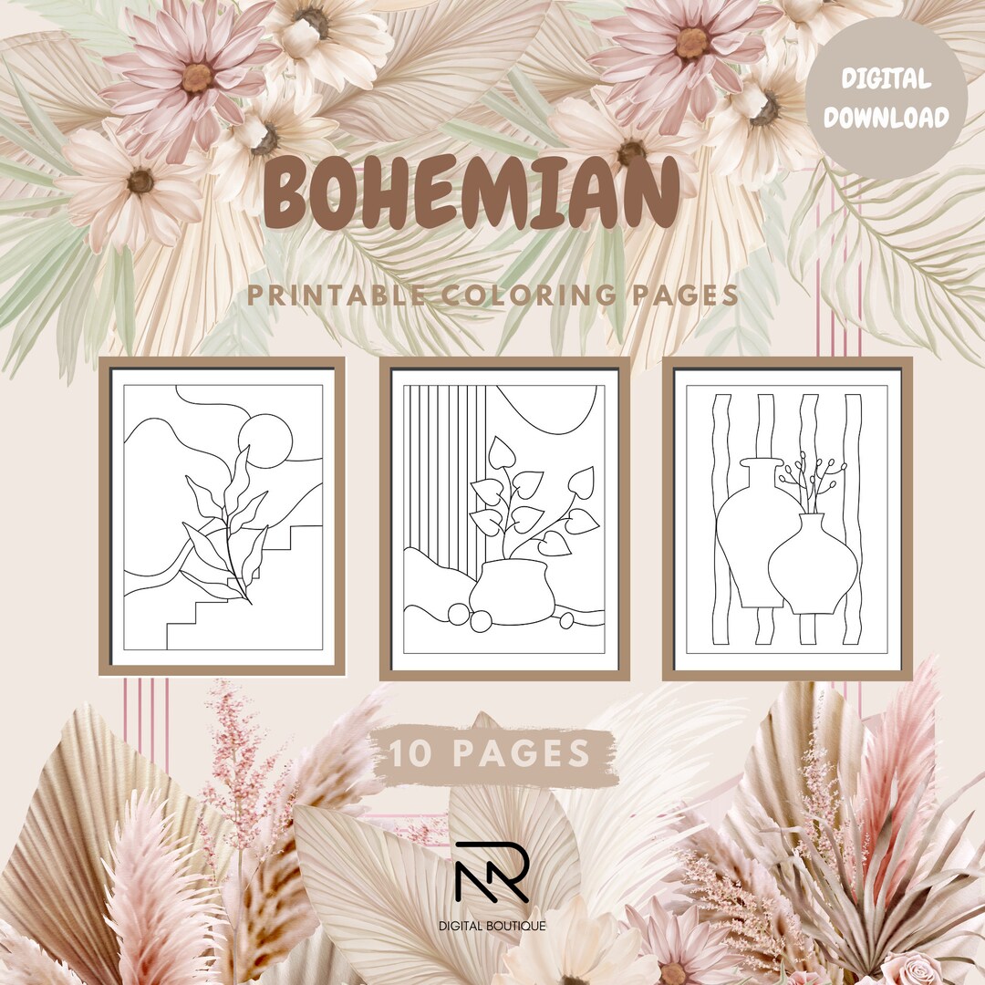 Boho Digital Coloring Pages | Printable Coloring Pages | Instant ...