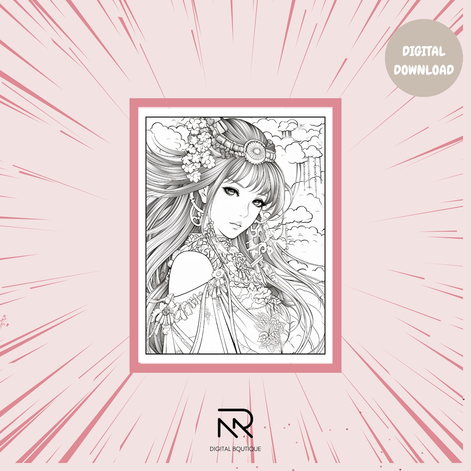 Anime Digital Coloring Pages | Printable Coloring Pages | Instant ...