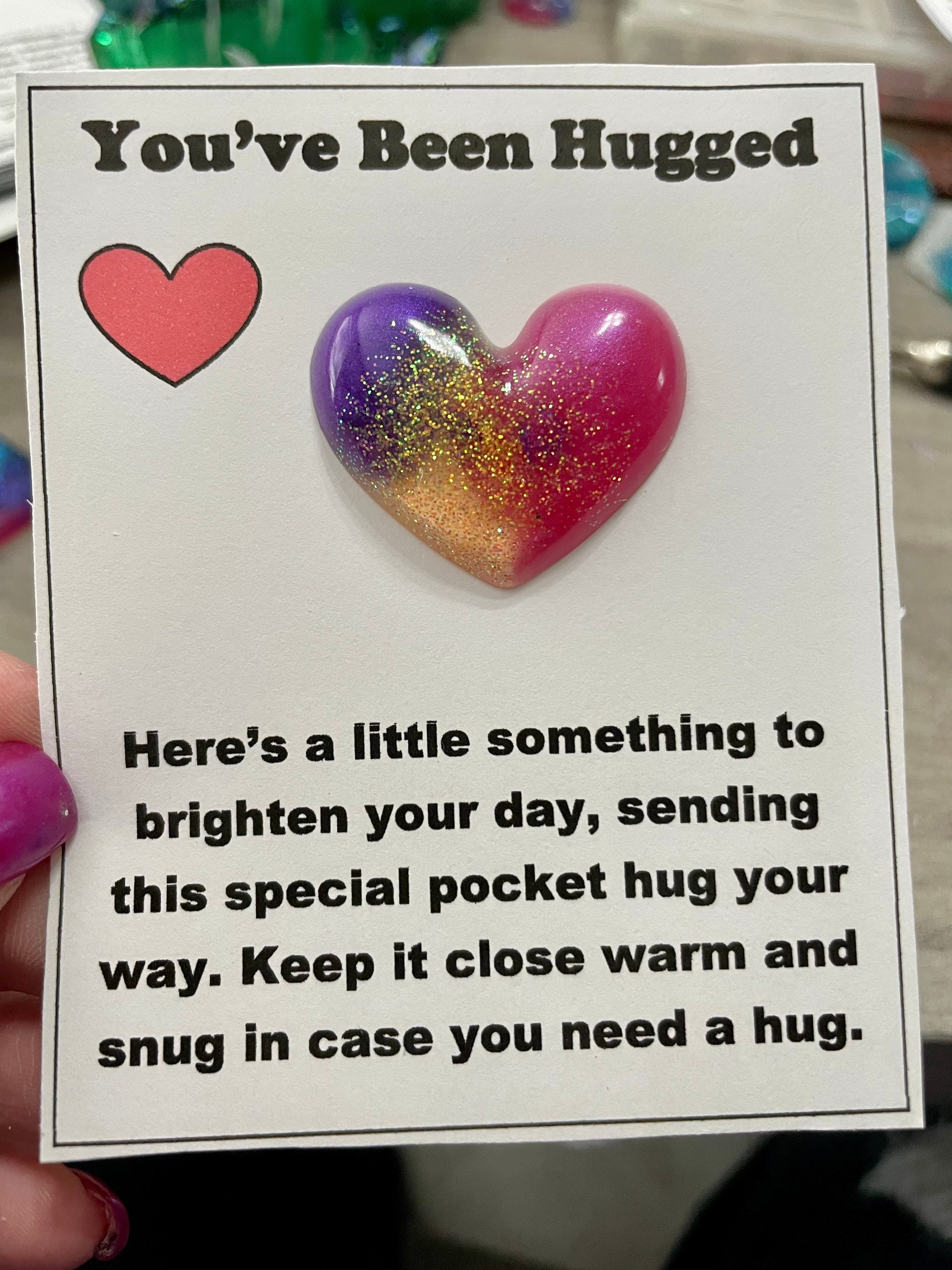 Pocket Hug Card Heart Stone With Youve Been Hugged Card - Etsy