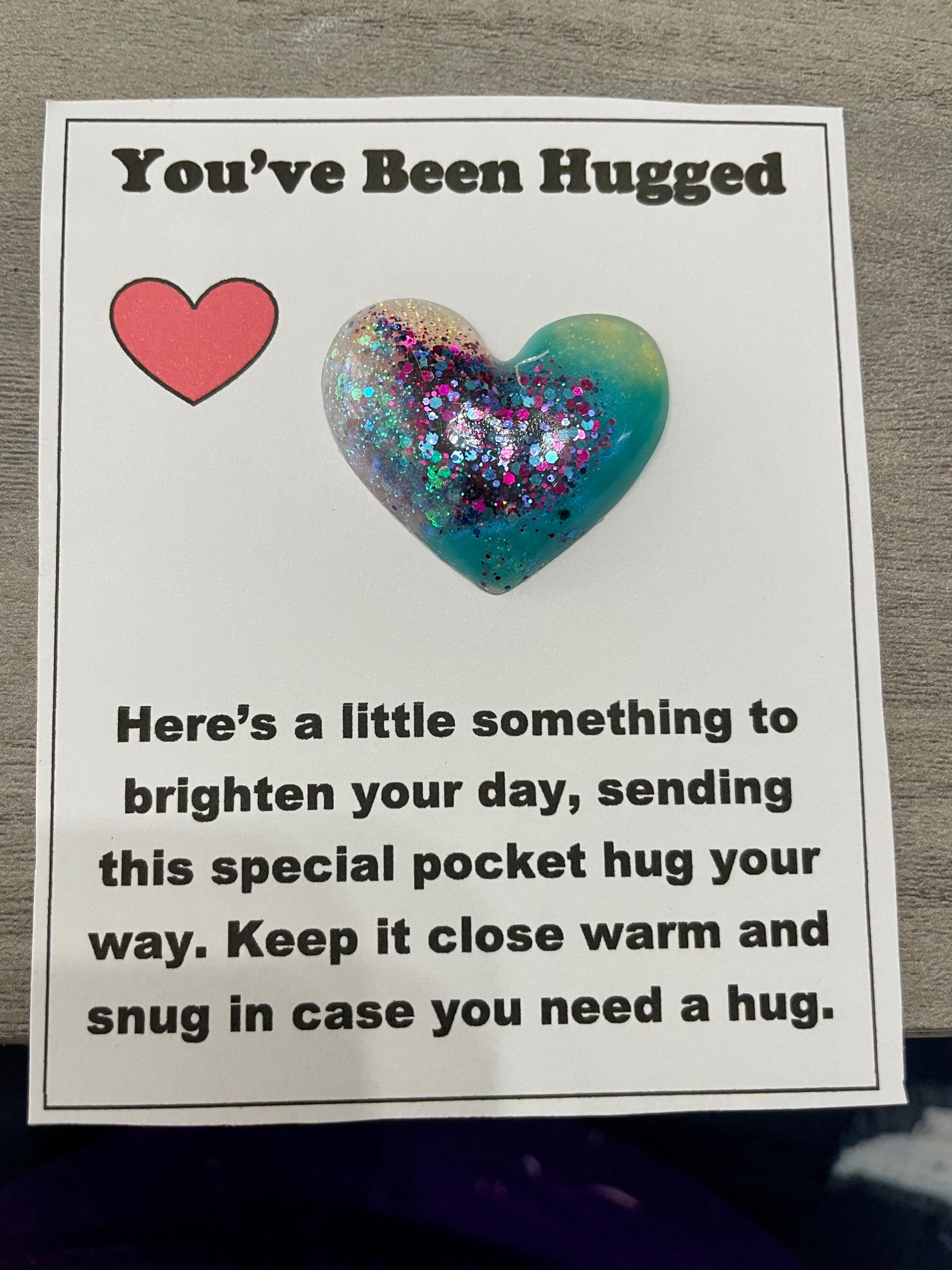 Pocket Hug Card Heart Stone With Youve Been Hugged Card - Etsy