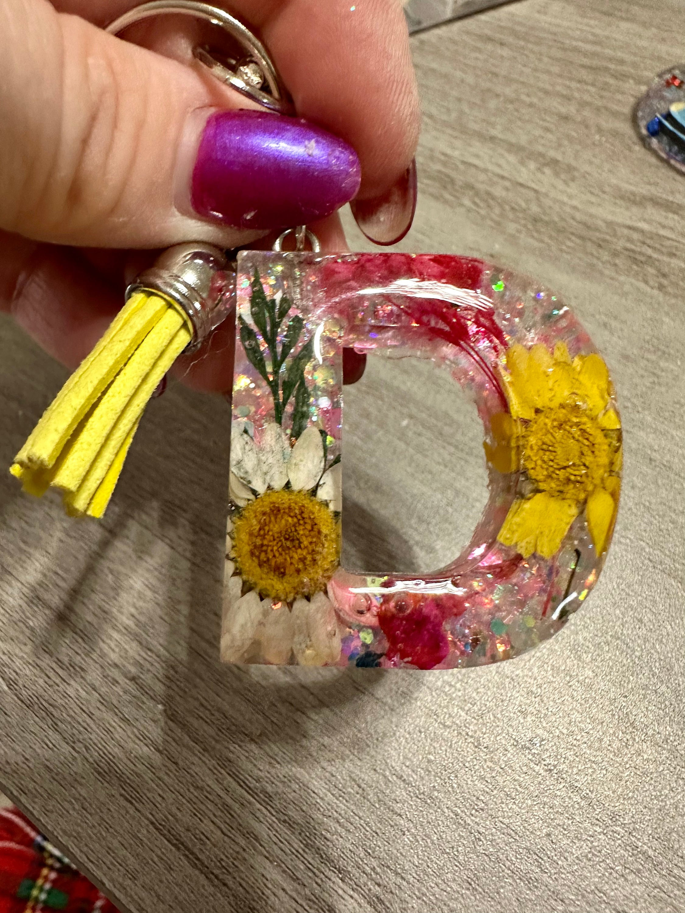 Custom Handmade Initial Letter Keychains With Flowers Shells Starfish ...