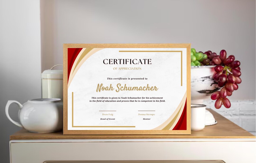 Customizable Red Yellow Certificate of Appreciation Template ...