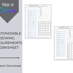 Customizable Sewing Measurements and Pattern Adjustment Worksheets - Etsy