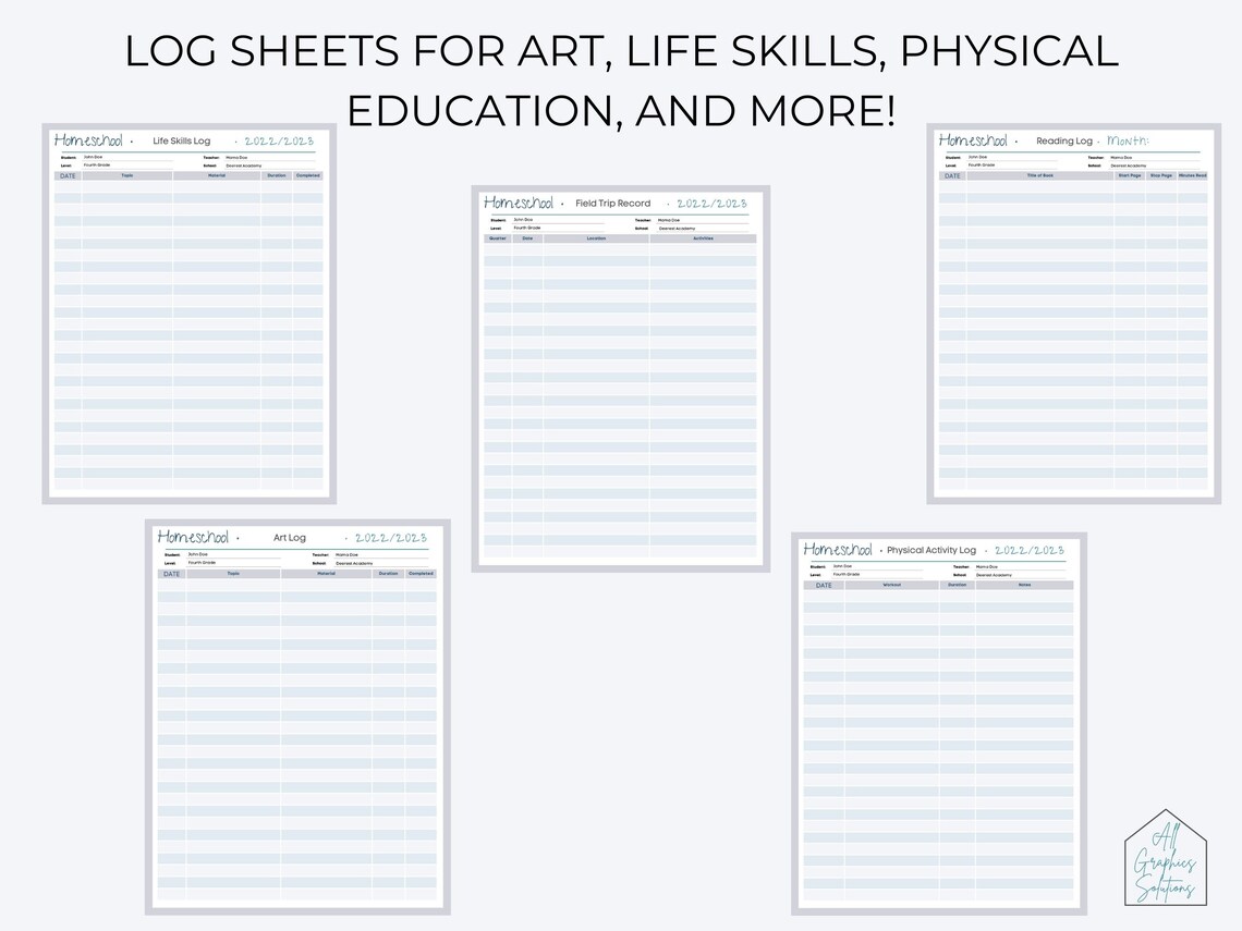 Customizable Homeschool Portfolio Logs and Records - Etsy