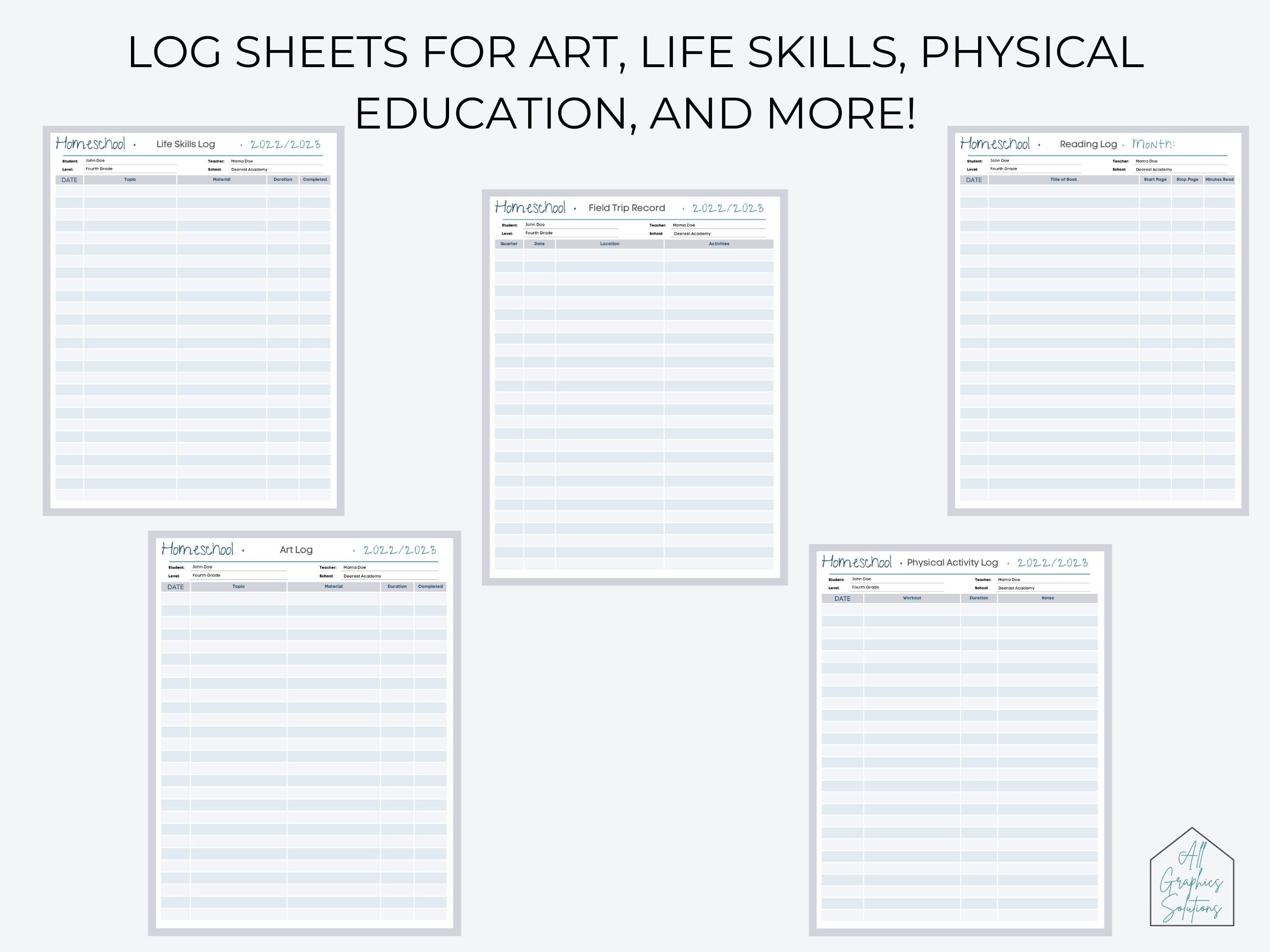 Customizable Homeschool Portfolio Logs and Records - Etsy