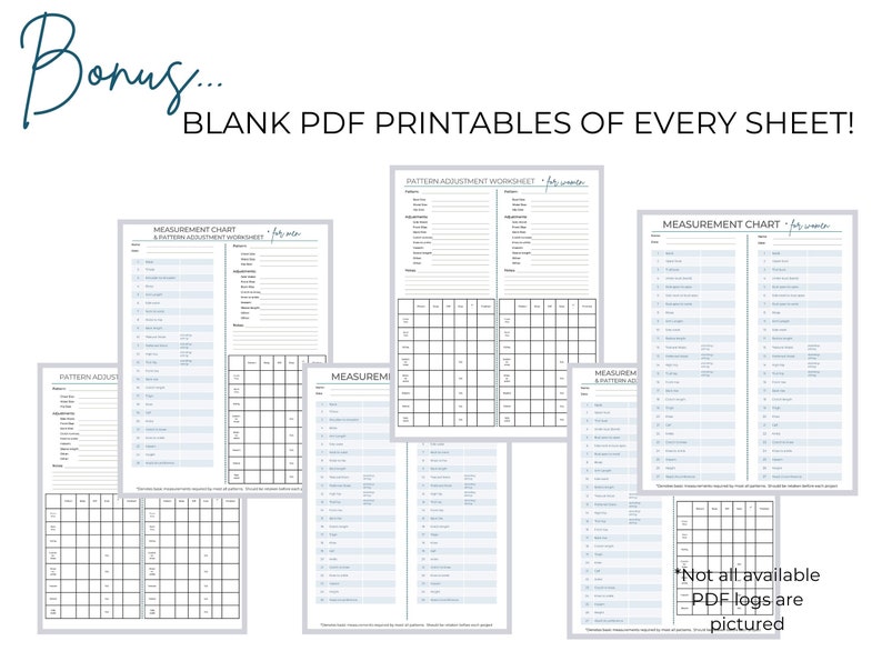 Customizable Sewing Measurements and Pattern Adjustment Worksheets - Etsy