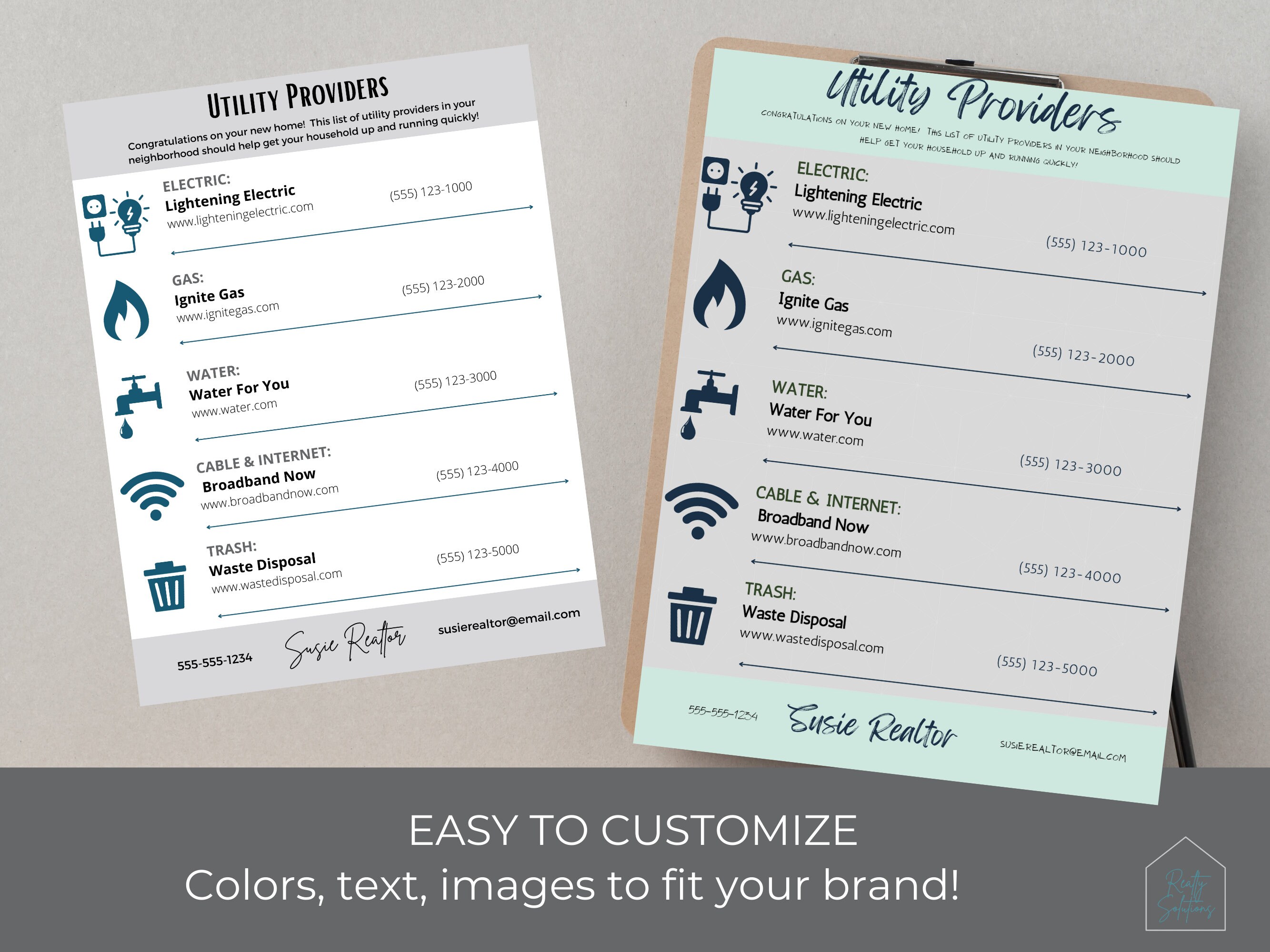 Utility Provider Template for Real Estate Agents - Etsy