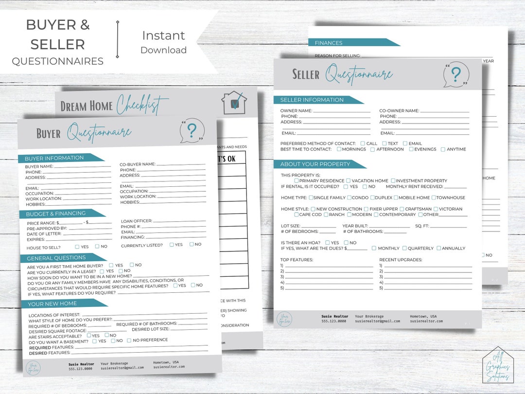 Real Estate Client Questionnaire Templates: Buyer & Seller Intake ...