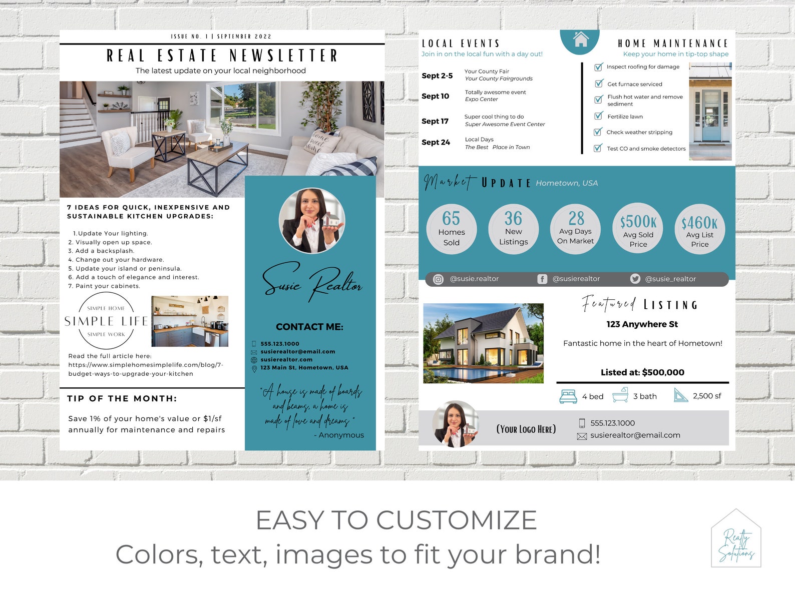 Real Estate Monthly Newsletter Template - Etsy