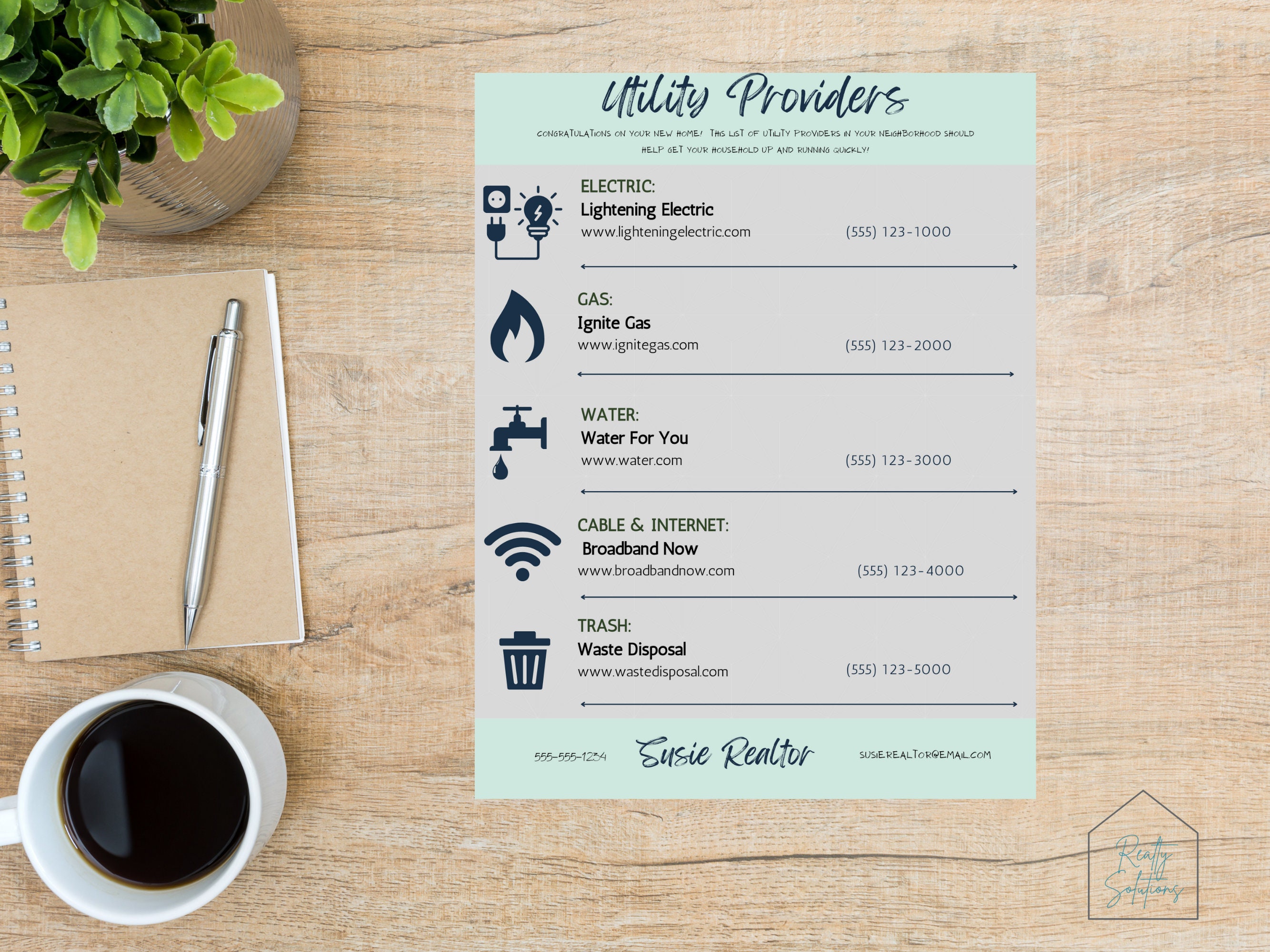 Utility Provider Template for Real Estate Agents - Etsy