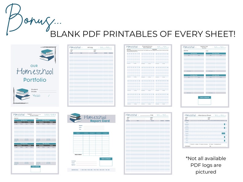 Customizable Homeschool Portfolio Logs and Records - Etsy