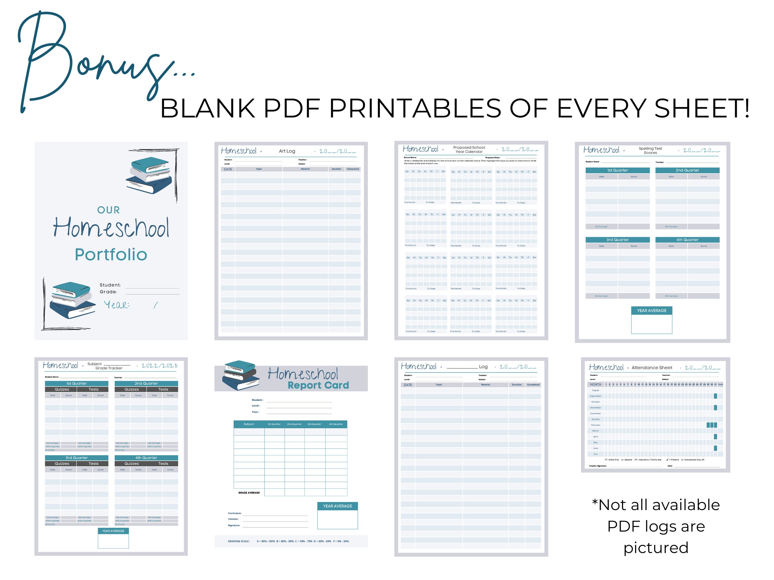 Customizable Homeschool Portfolio Logs and Records - Etsy