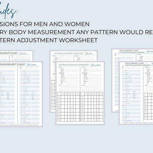 Customizable Sewing Measurements and Pattern Adjustment Worksheets - Etsy