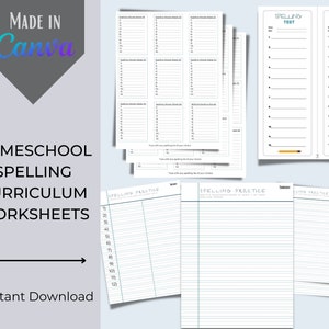 Customizable Homeschool Spelling Curriculum Worksheets - Etsy