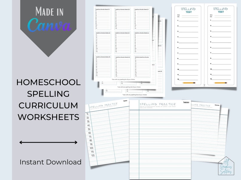 Customizable Homeschool Spelling Curriculum Worksheets - Etsy