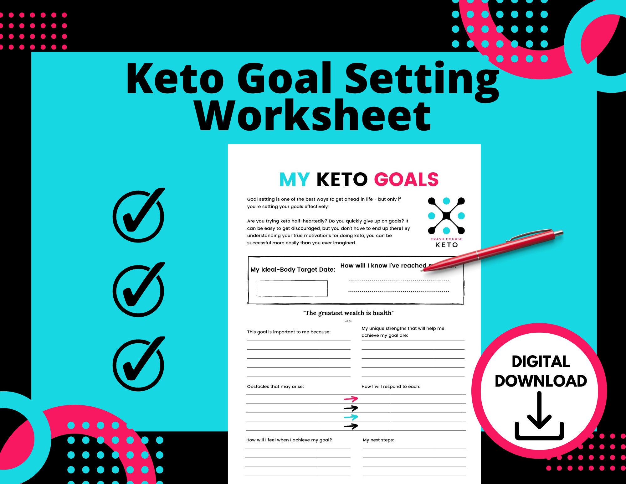 Keto Goal Setting Worksheet - Etsy