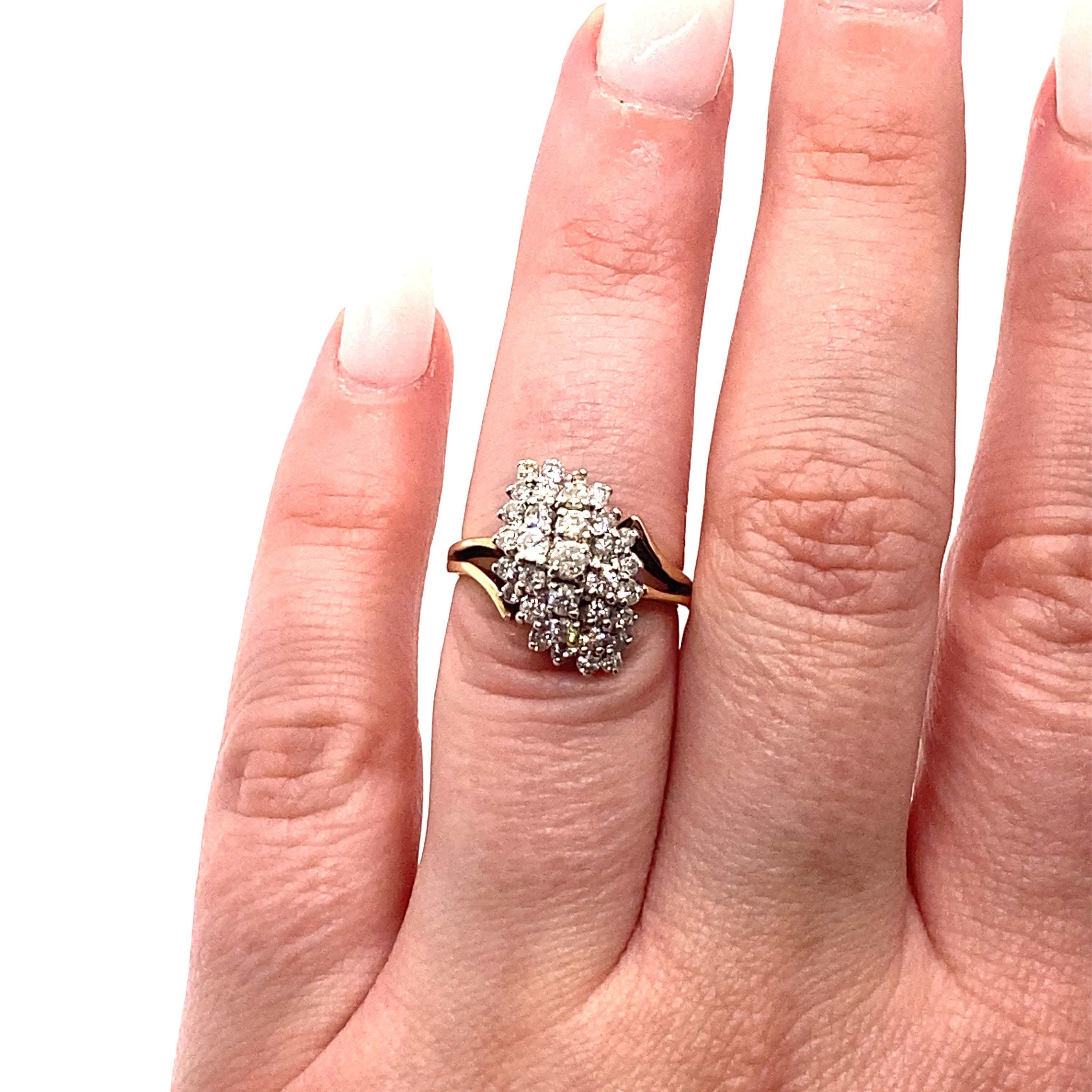 10k Yellow Gold .50tcw Natural Diamond Waterfall Cocktail Ring - Etsy