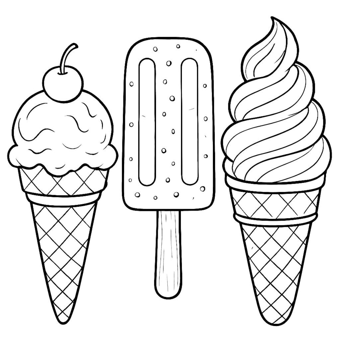 Ice Cream Coloring Pages – Fun Printable Dessert Designs for Kids ...