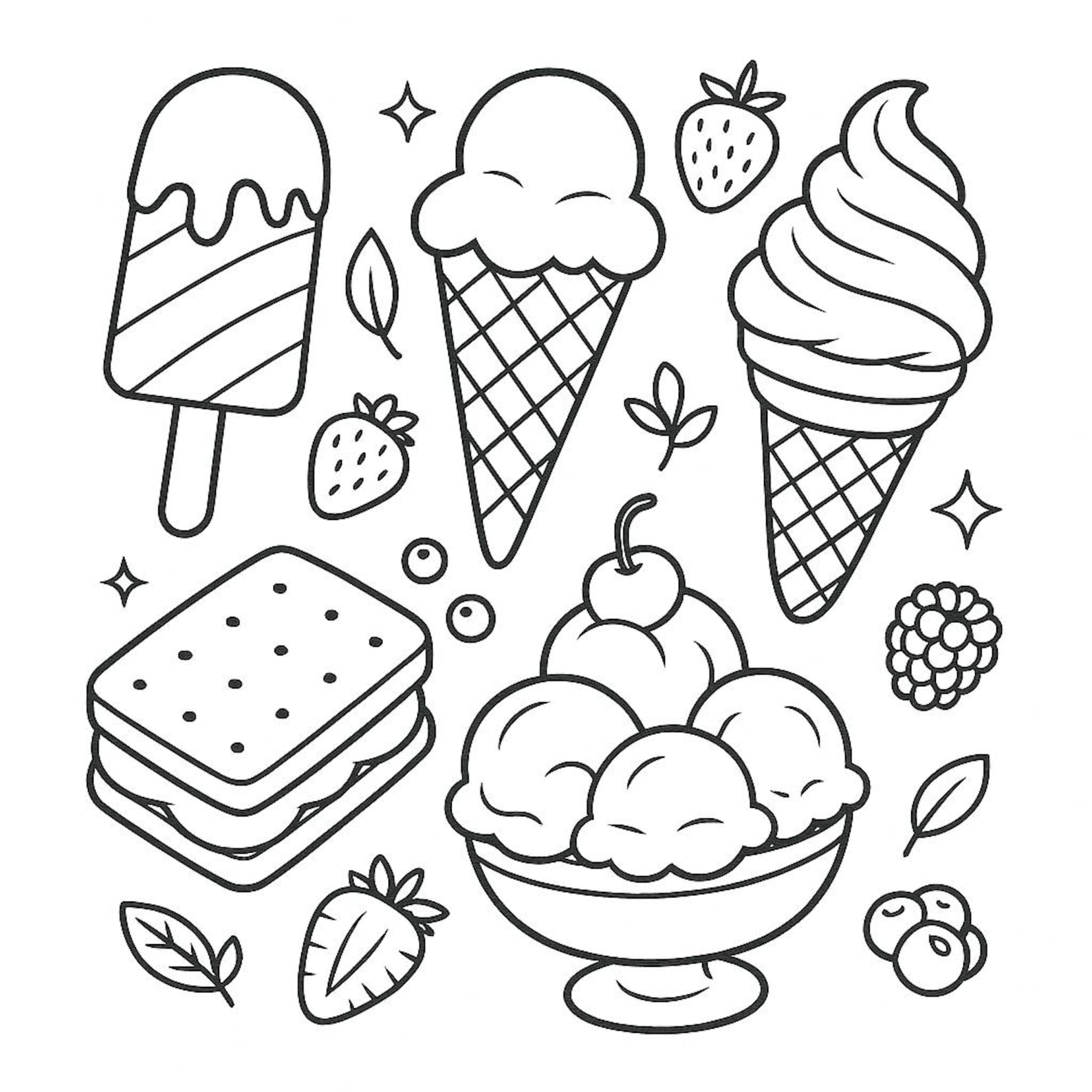 Ice Cream Coloring Pages – Fun Printable Dessert Designs for Kids ...