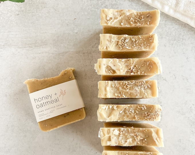 Oatmeal Honey Soap | Unscented Bar Soap | Olive Oil Soap | Sensitive ...