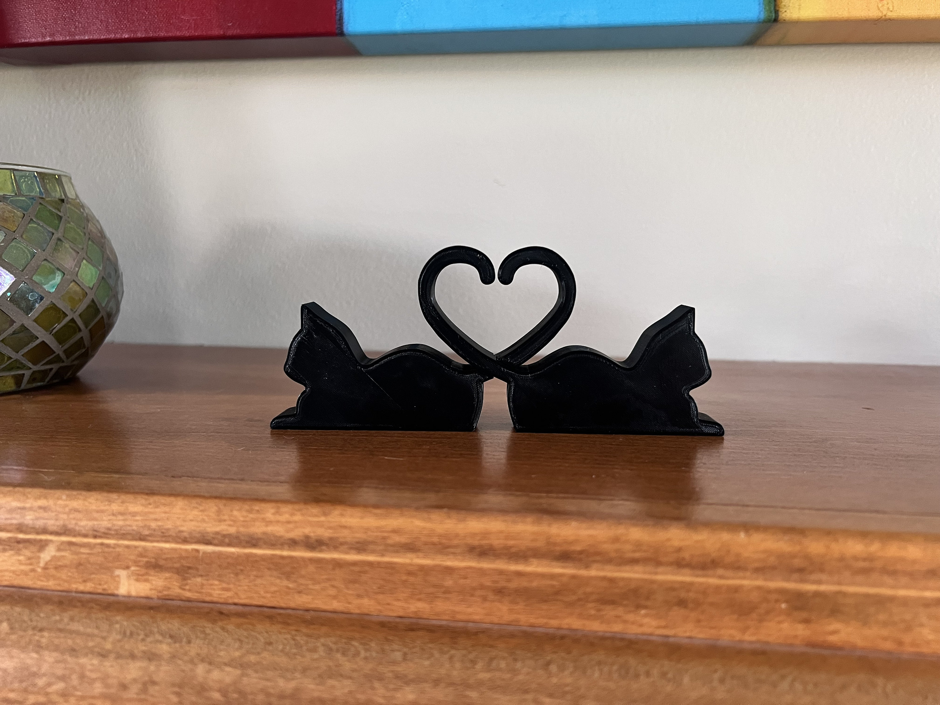 Cat Couple - Tails Form a Heart - Adorable Home Decor 3D Printed. - Etsy