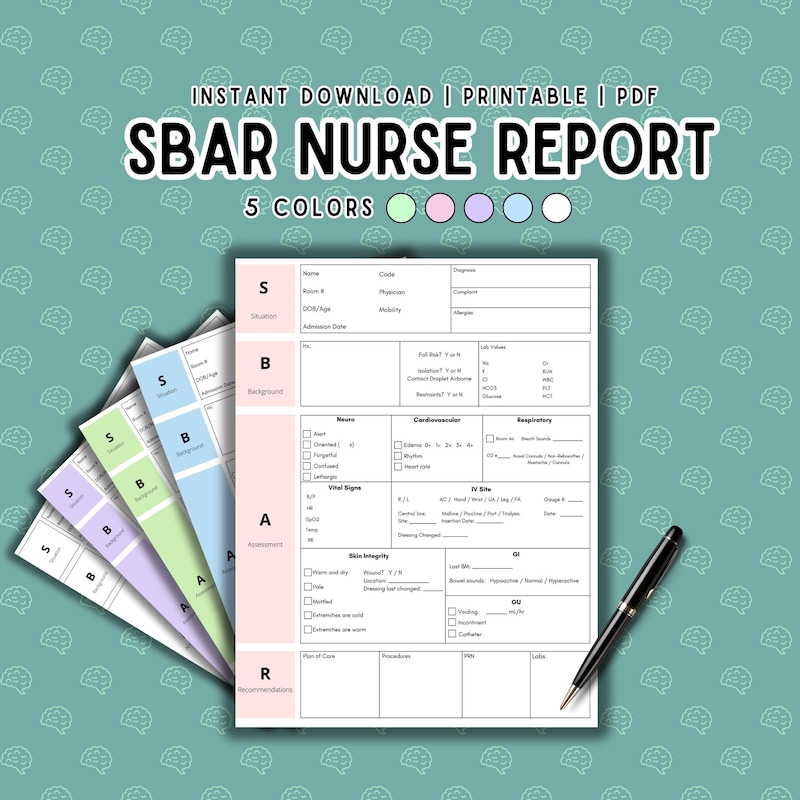 Sbar Nurse Report Sheet - Etsy