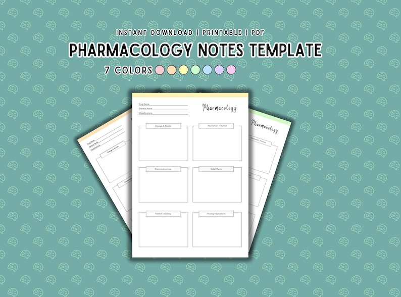 Pharmacology Note Taking Template, Nursing Notes, NCLEX, Instant ...
