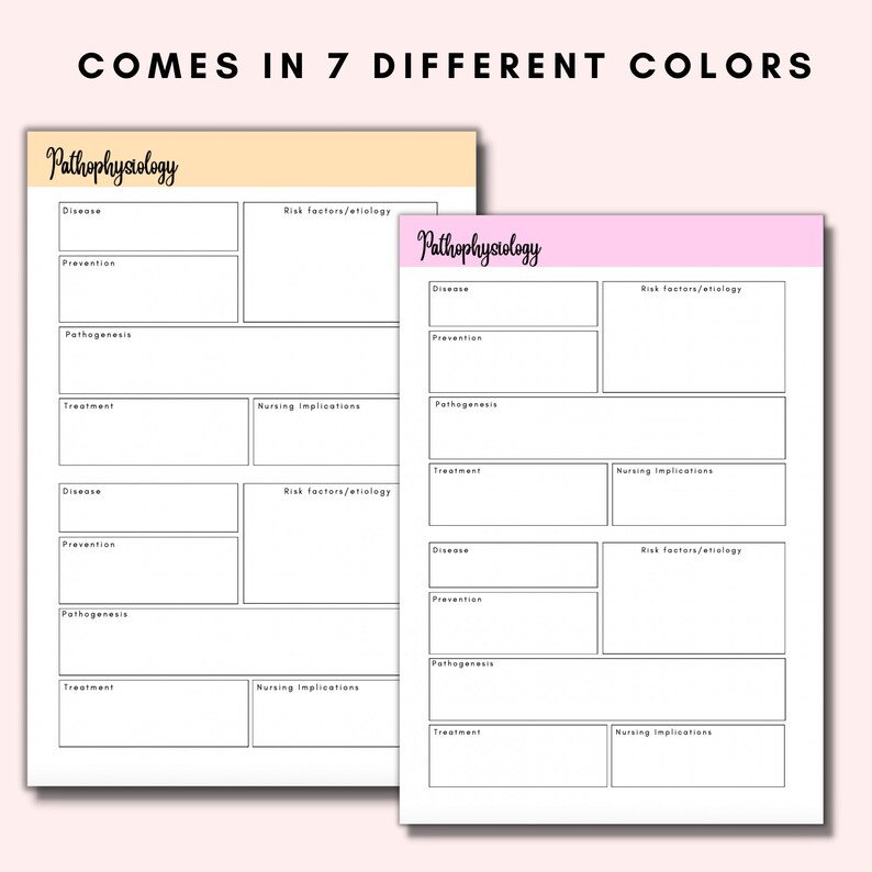 Pathophysiology Disease Template | Pathophysiology Note Taking Guide ...