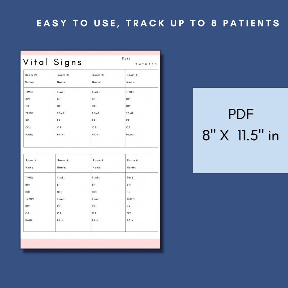 Vital Sign Tracker Template Printable Instant Download - Etsy