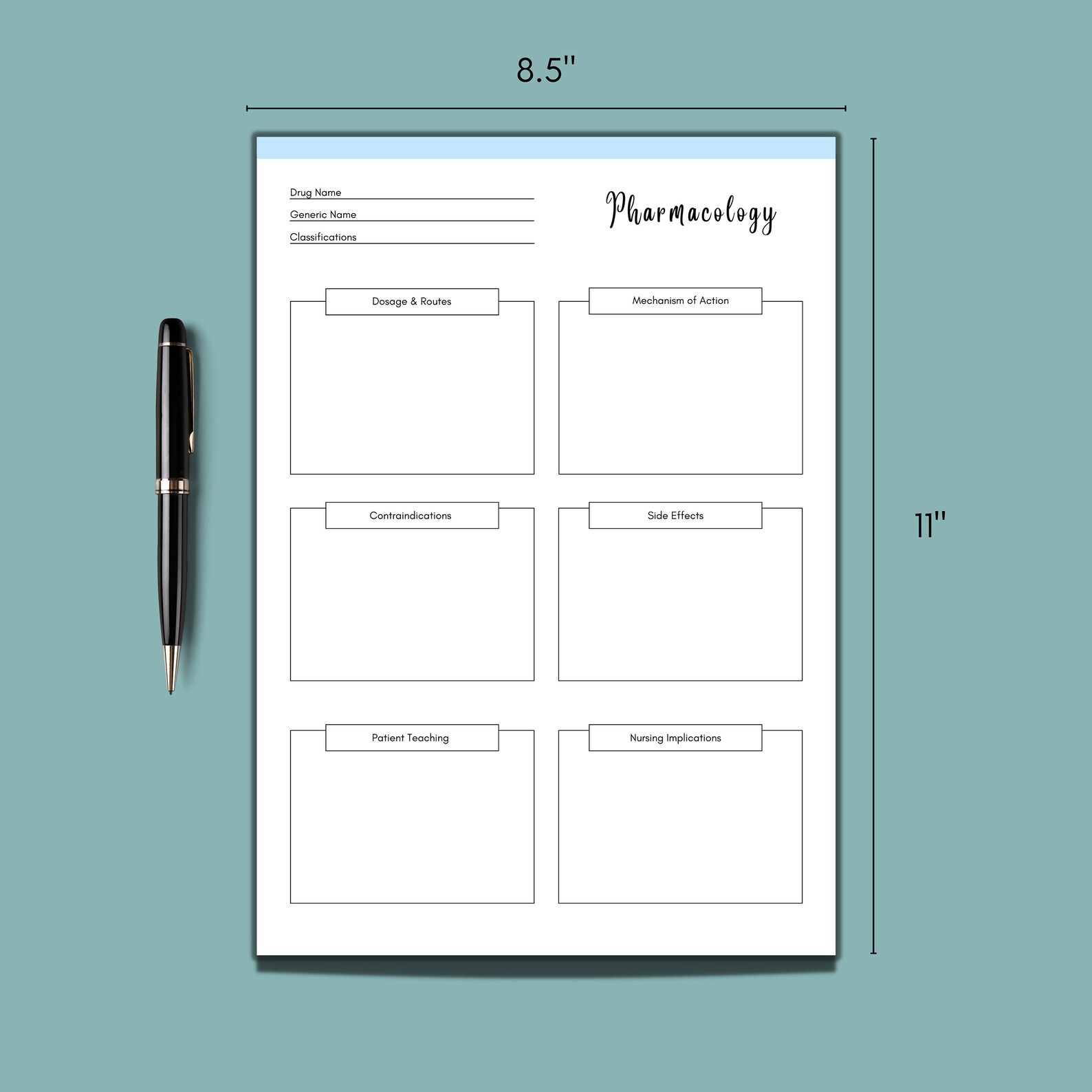 Pharmacology Note Taking Template, Nursing Notes, NCLEX, Instant ...