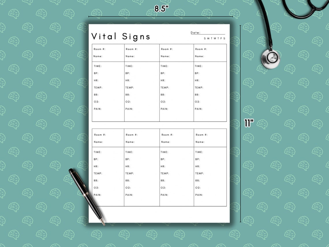 Vital Sign Tracker Template | Printable | Instant Download | PDF ...