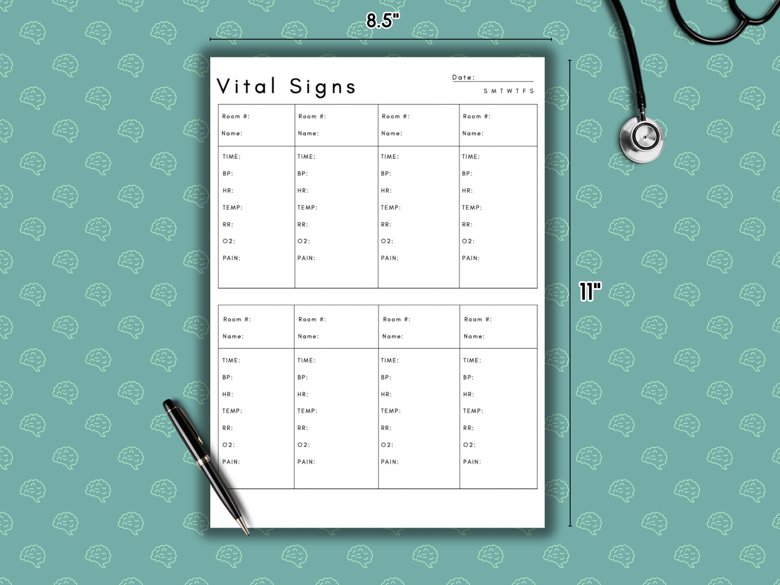Vital Sign Tracker Template | Printable | Instant Download | PDF ...