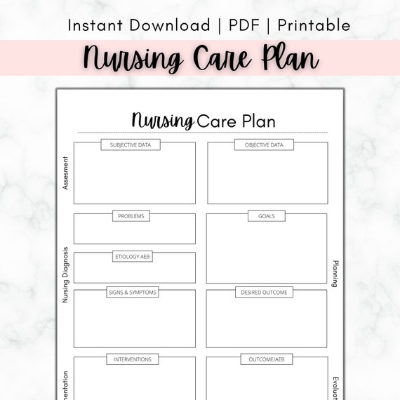Nursing Care Plan Care Plan Template Student Nurse Planner - Etsy UK