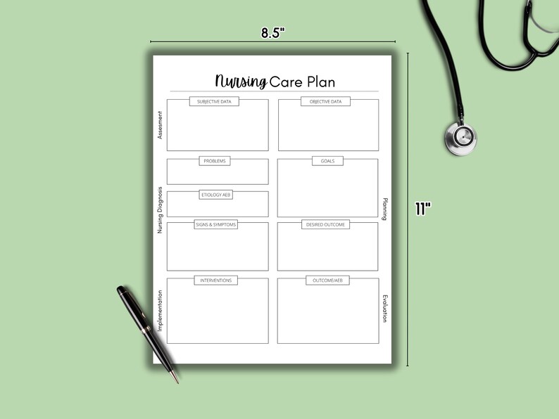 Nursing Care Plan Template: Student Nurse Planner (PDF) - Etsy