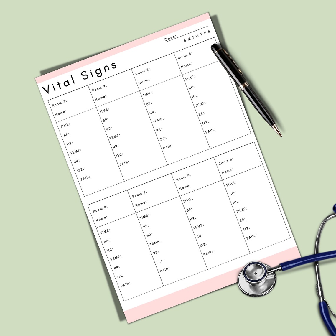Vital Sign Tracker Template Printable Instant Download - Etsy