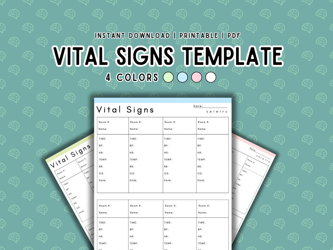 Vital Sign Tracker Template | Printable | Instant Download | PDF ...