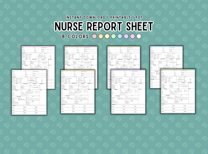 Nurse Report Sheet Template: Nursing Student, Printable PDF (8.5x11) - Etsy