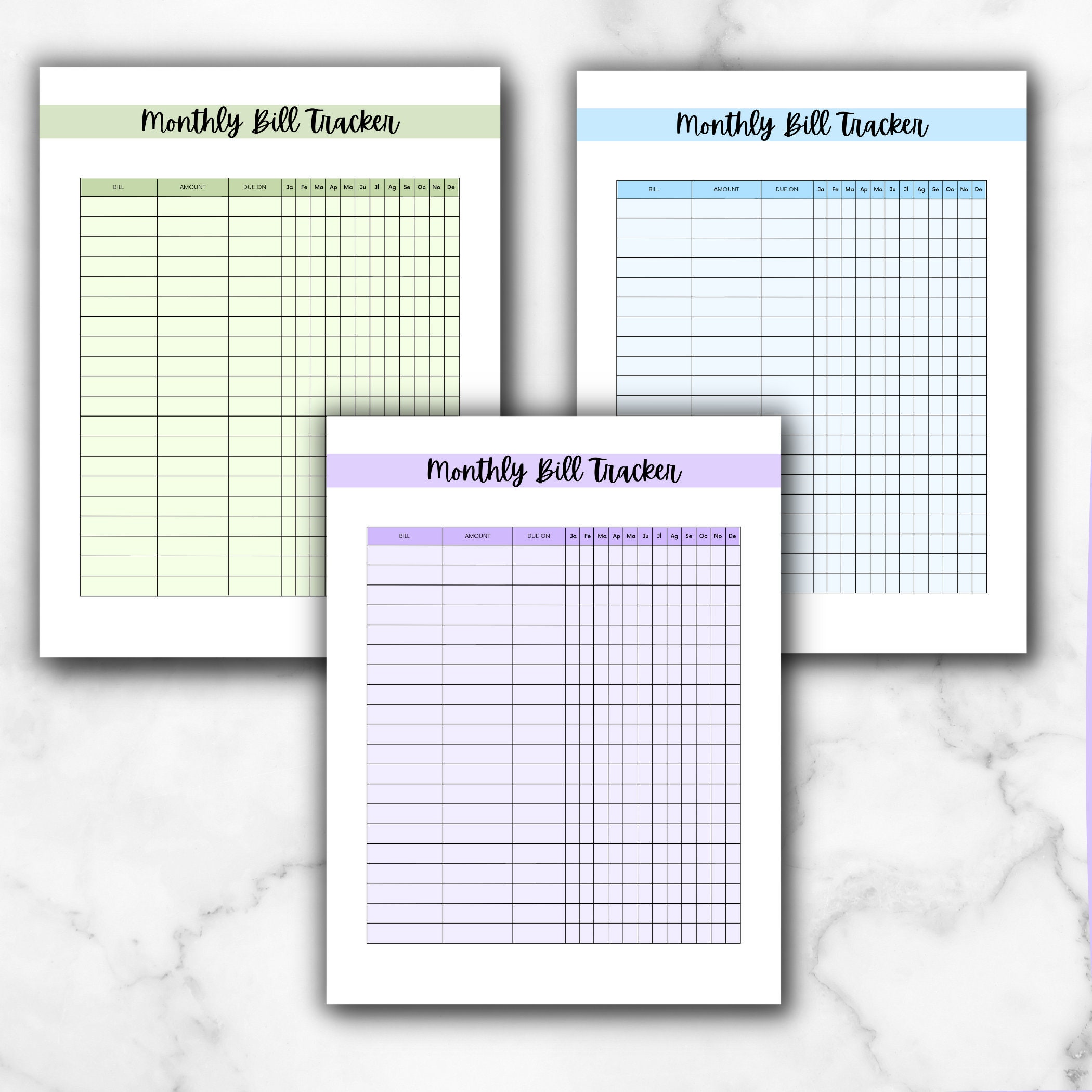 Monthly Bill Tracker Template Printable, Printable, Budget Binder ...