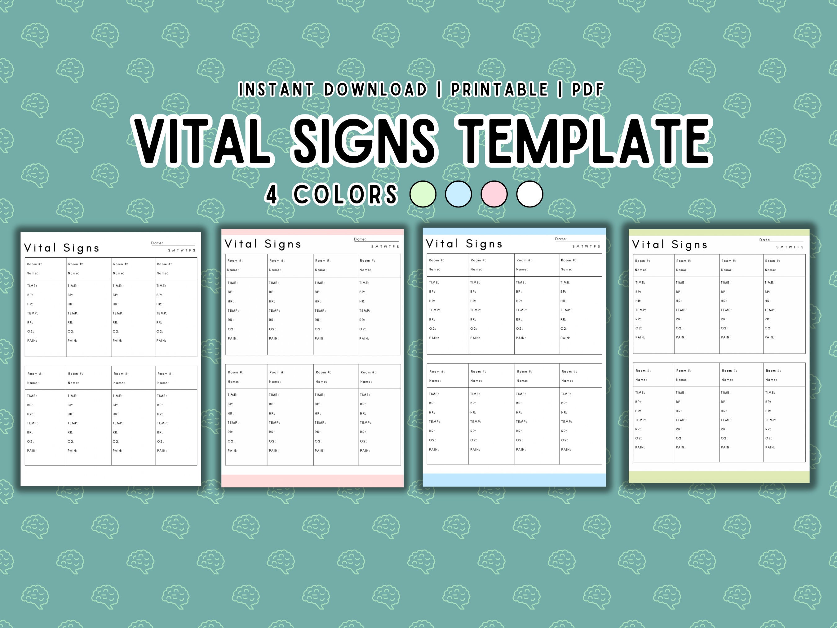 Vital Sign Tracker Template | Printable | Instant Download | PDF ...