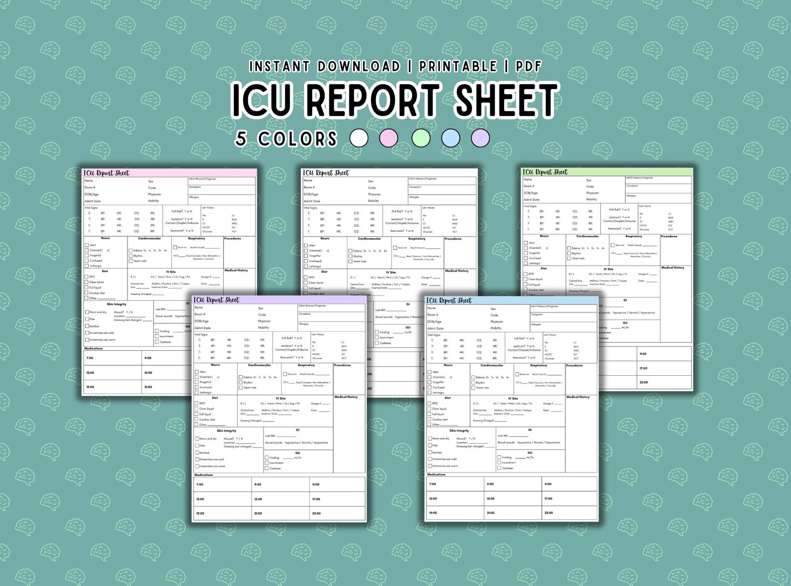 ICU Report Sheet, Critical Care Nurse Report Sheet, Critical Care, ICU ...