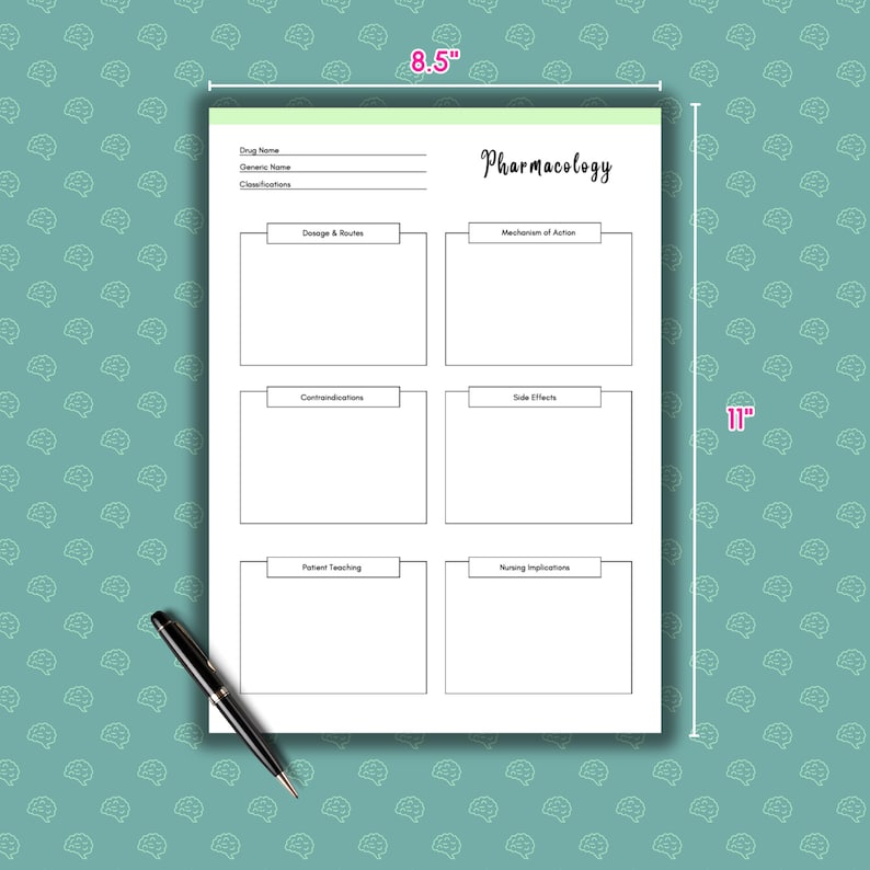 Pharmacology Note Taking Template, Nursing Notes, NCLEX, Instant ...
