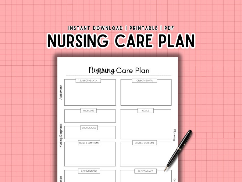 Nursing Care Plan Template: Student Nurse Planner (PDF) - Etsy