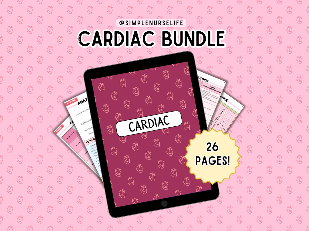 Cardiac Nursing Notes Bundle: NCLEX, Med Surg, Cardiology (digital ...