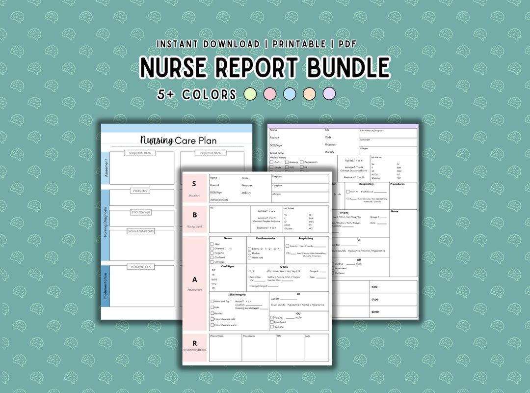 Nurse Report Bundle, Nursing Template, SBAR Nurse Report Sheet, Nursing ...
