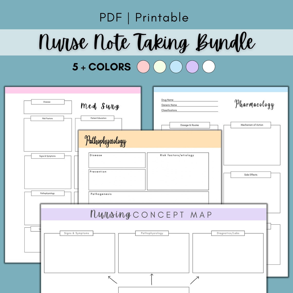 Nurse Note Taking Bundle Nursing School Notes Nursing - Etsy