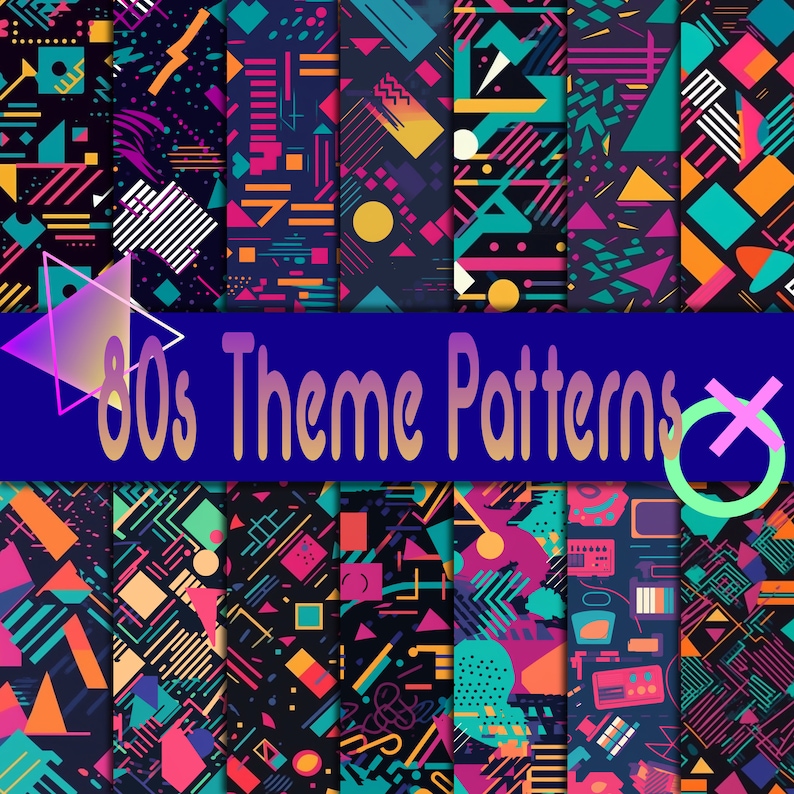80s RETRO, Throwback Patters, 80s Themed, Vibrant Colors, Printable ...